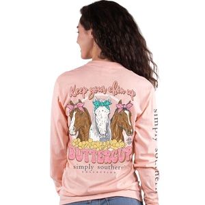 Simply Southern | Tops | Nwt Simply Southern Pink Graphic Horse Keep ...